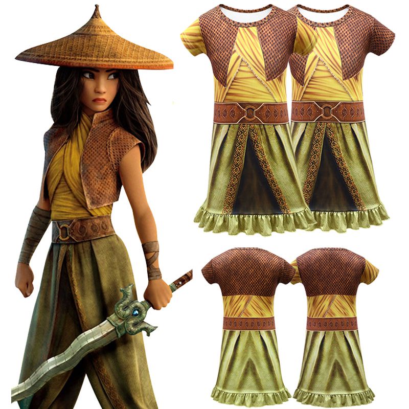 The And Raya Last Dragon Girls Printed Short Sleeve Cosplay Costume ...