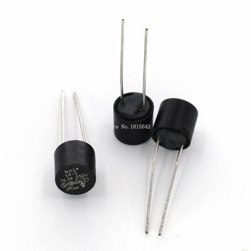 (Siap, tersedia) 20PCS/LOT Cylindrical Fuse 6.3A 250V Slow Blow Fuses ...