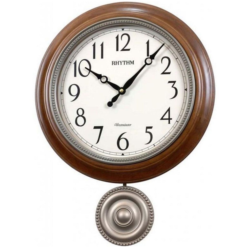 Rhythm Wooden Wall Clock with Pendulum CMJ549NR06 | Shopee Philippines