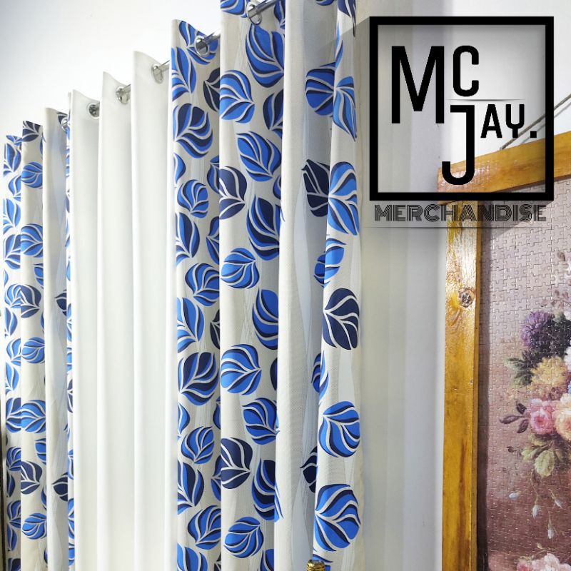 MCJAY - 3in1 Blue Monstera Ring Curtain Set (6ft/7ft) - Sold per PIECE ...