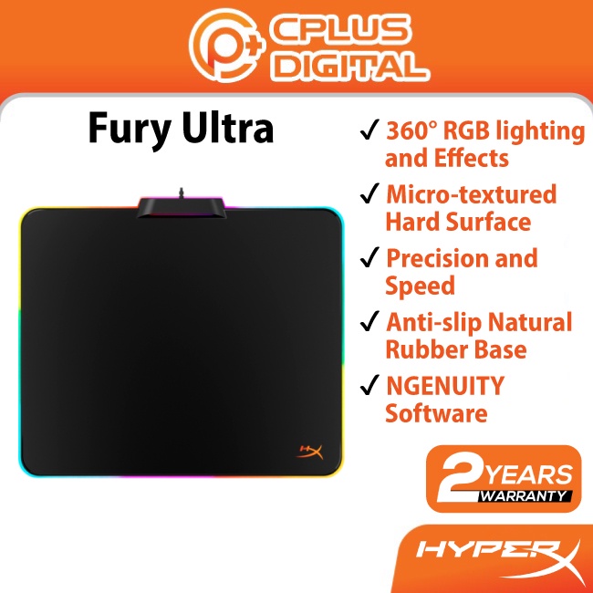 HyperX FURY Ultra RGB Gaming Mousepad Micro-textured Hard Surface 360 ...