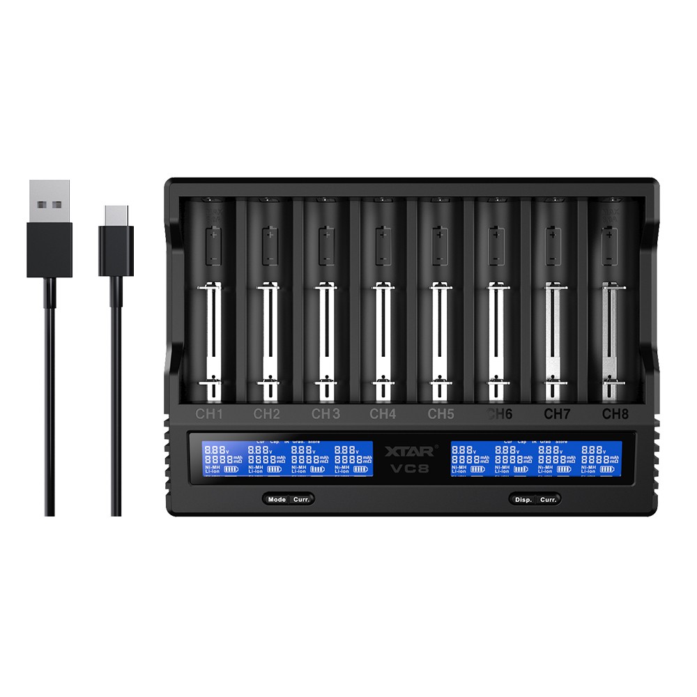 18650 Battery Charger,XTAR VC8(VC4+VC4S) 8 Bay USB Fast Charger for ...
