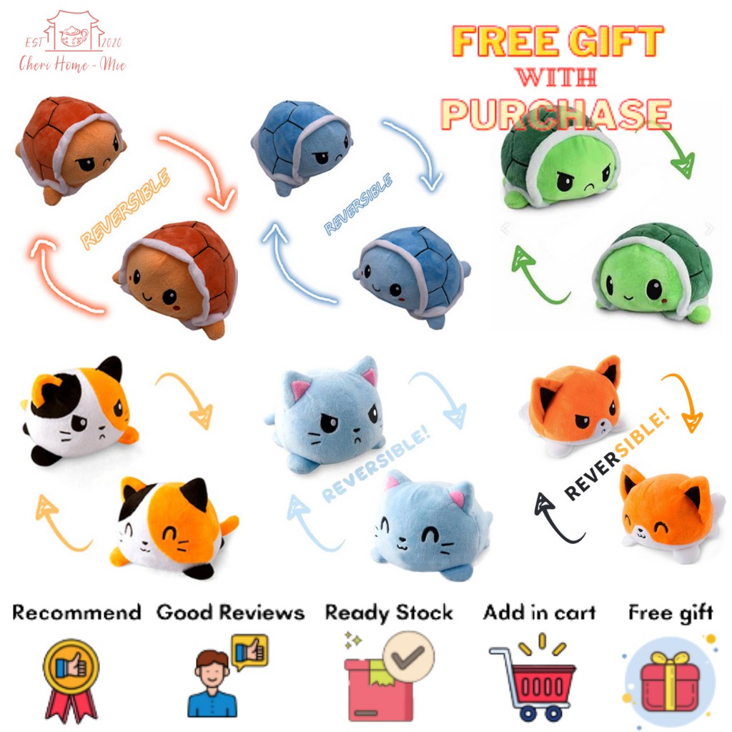 Creative Reversible Animals High Quality Soft Plush Toy Tortoise Happy ...