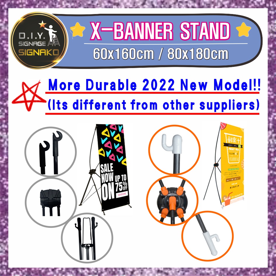 X Banner Stand 60x160 & 80x180 cm Standee Tarp Stand Tarpaulin Stand ...