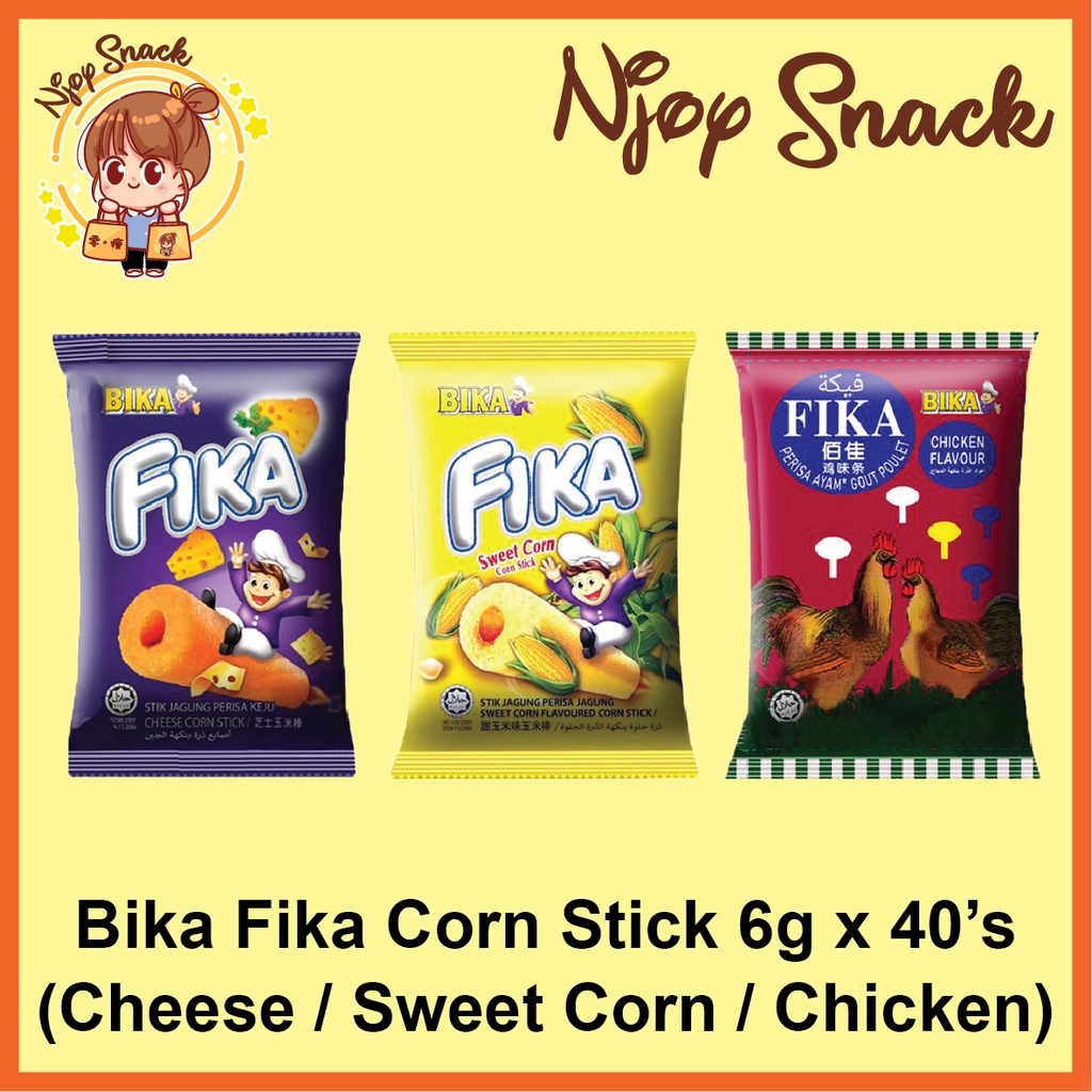 6g x 40's BIKA FIKA CORN STICK (CHEESE / SWEET CORN / CHICKEN) | Shopee Philippines