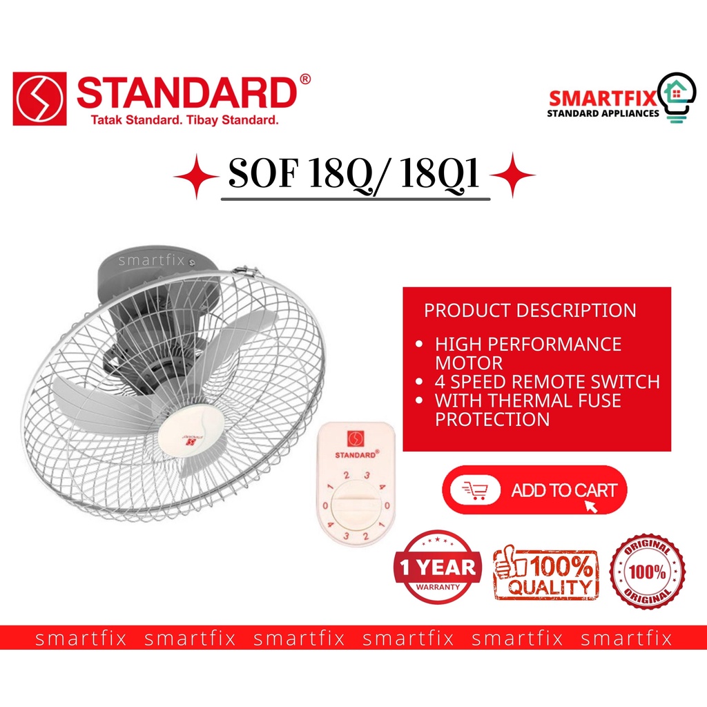 Standard Orbit Fan Ceiling 18" Banana Blade SOF 18Q/SOF 18Q1 | Shopee ...