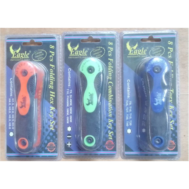 EAGLE FOLDING 8PCS FOLDING HEX KEY, TORX KEY, COMBINATION KEY SETS ...