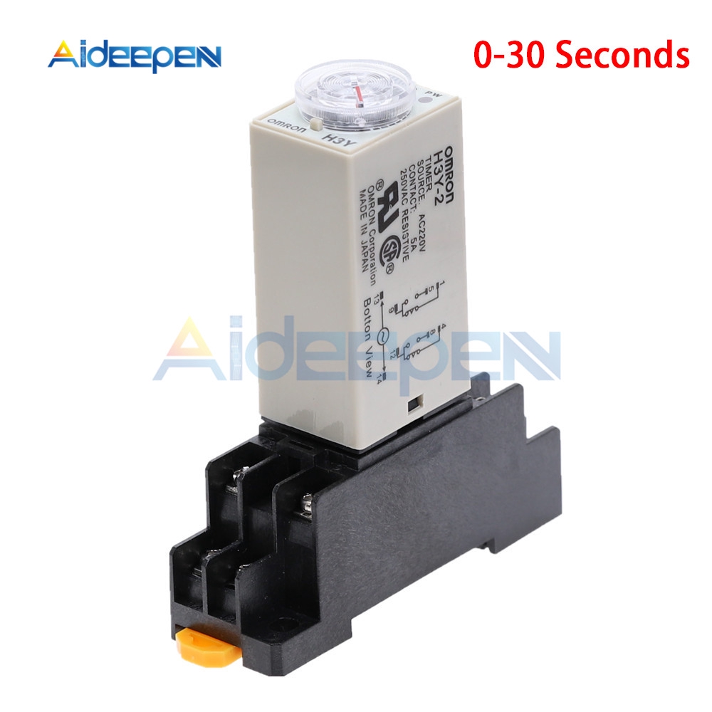 H3Y-2 DC 12V 24V AC 110V 220V Delay Timer Time Relay 0 - 30 Seconds ...