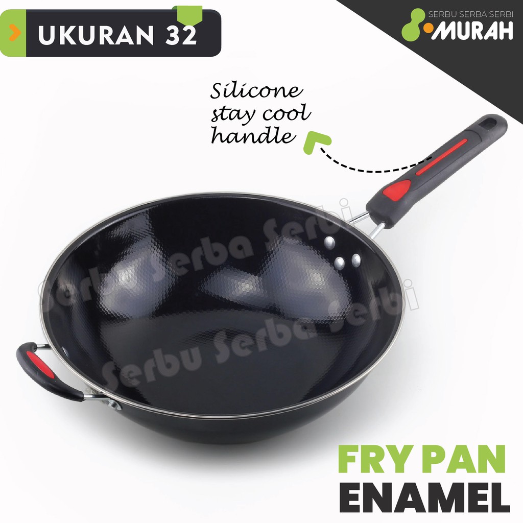 SERBU - FRYING PAN Enamel - 34 CM Enamel FRYING PAN - Healthy FRYING ...