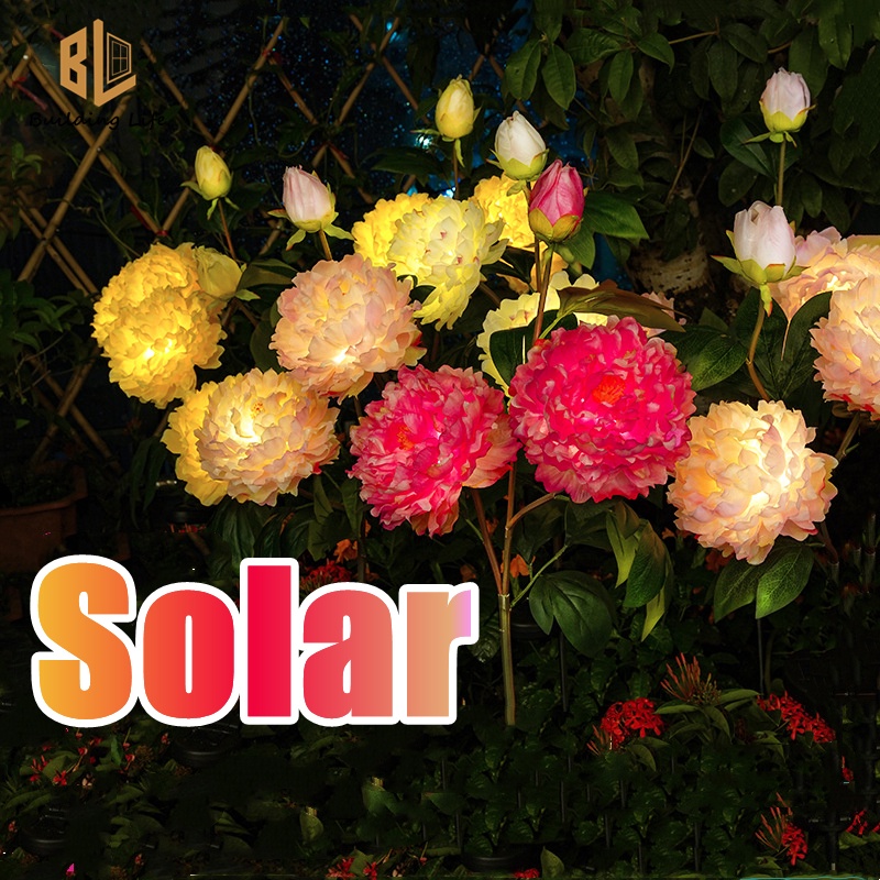 LED Solar Flower Lights Outdoor Peony Light Waterproof Simulation ...