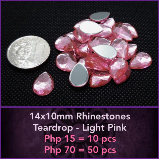 14x10mm Teardrop - Rhinestones ~ Light Pink (10pcs) | Shopee Philippines