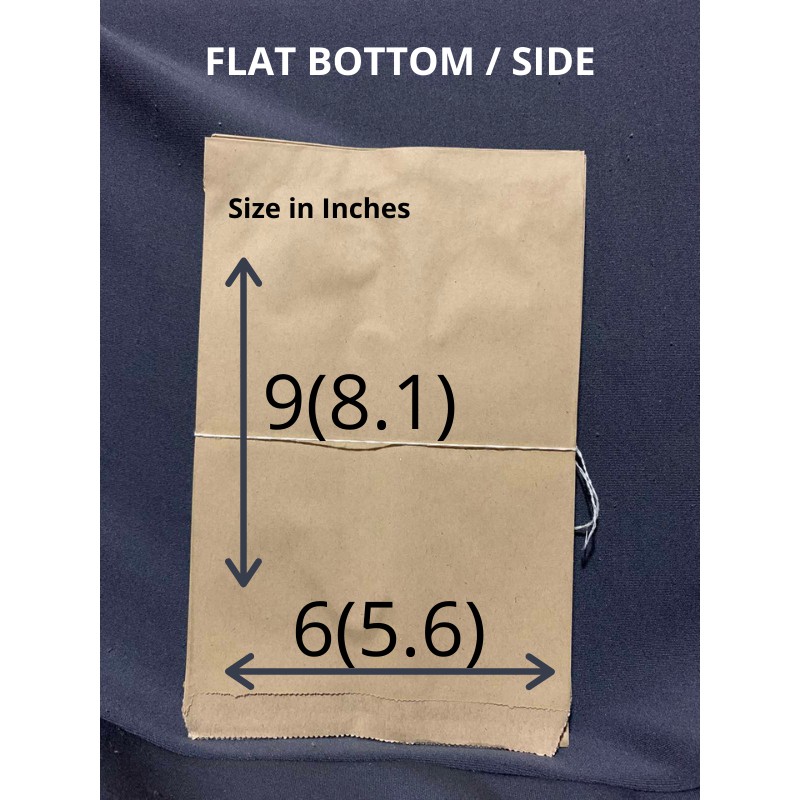 Plain "FLAT" kraft brown paper notion bag (approximately 100/50 pcs ...