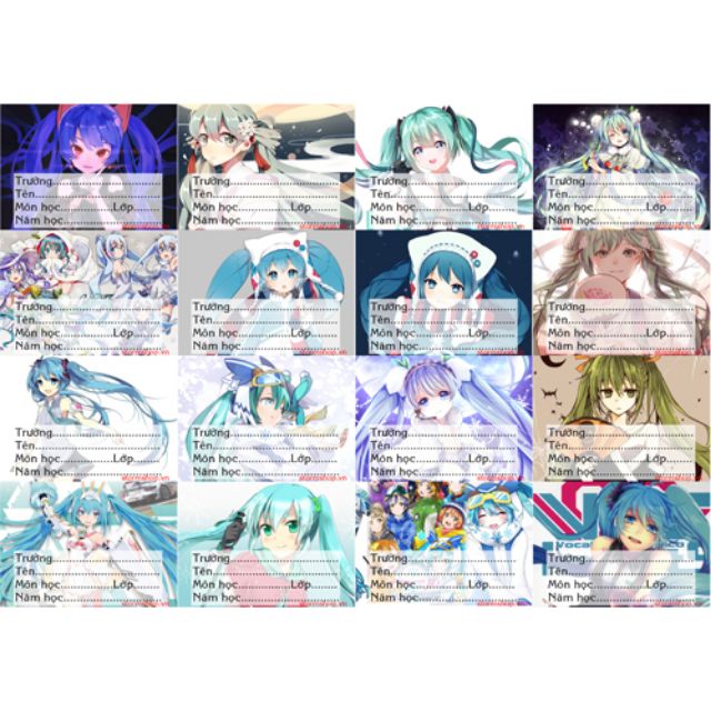 Hatsune miku anime notebook labels 1 sheet 16 notebook labels | Shopee ...