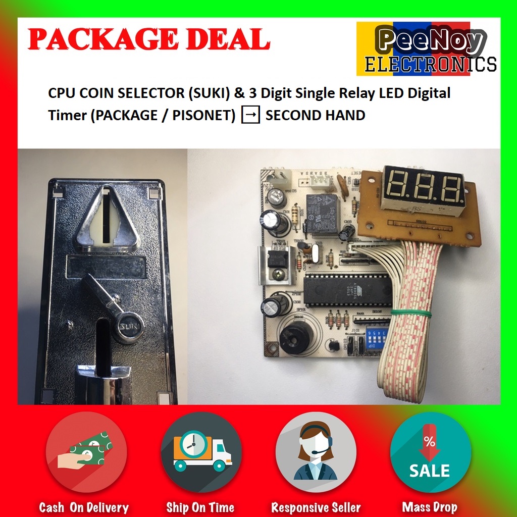 CPU COIN SELECTOR (SUKI) & 3 Digit Single Relay LED Digital Timer ...