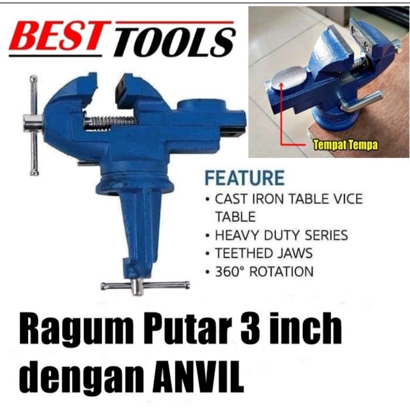 3-inch Swivel vise with Anvil/75mm vise vise vise/3-inch mini vise ...