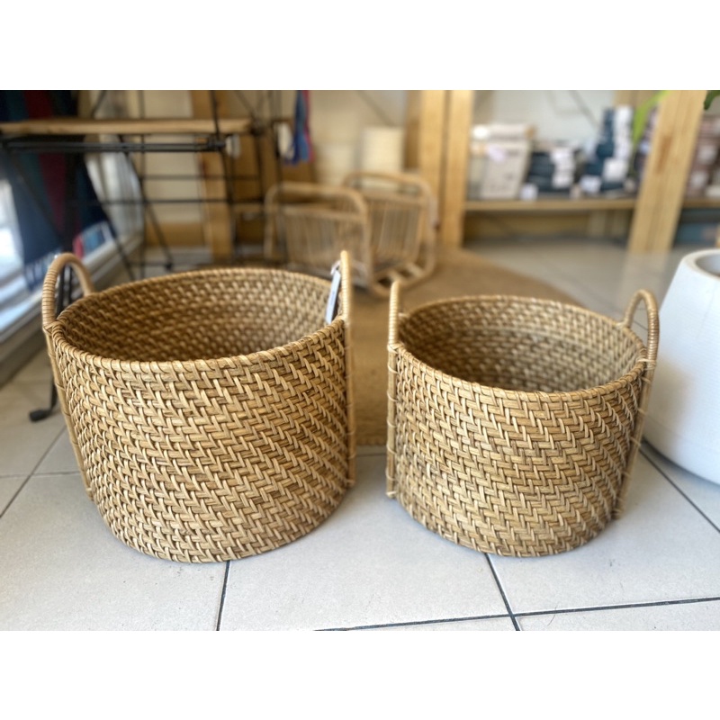 Native Handwoven rattan/Labtang storage basket/planter with handle ...