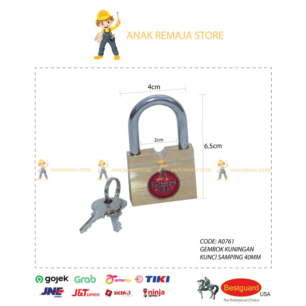 Bestguard Brass Padlock Side Lock 40mm | Shopee Philippines