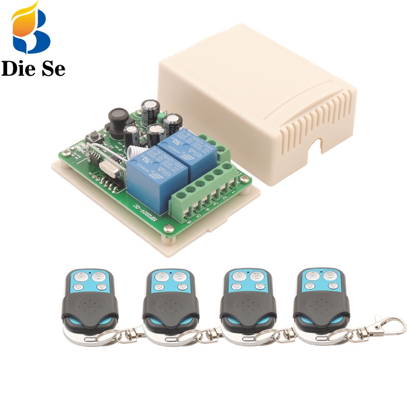 433 Mhz Rf Wireless Remote Control Switch AC 220V 10A 2Chanel Relay ...