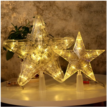 Christmas Tree Five-pointed Star LED Lights String Topper Star Shiny ...