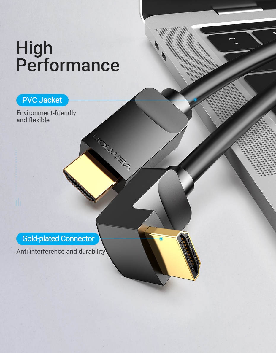 Vention HDMI Cable Right Angle 90 Degree Elbow HDMI 2.0 Cable 4K Ultra ...