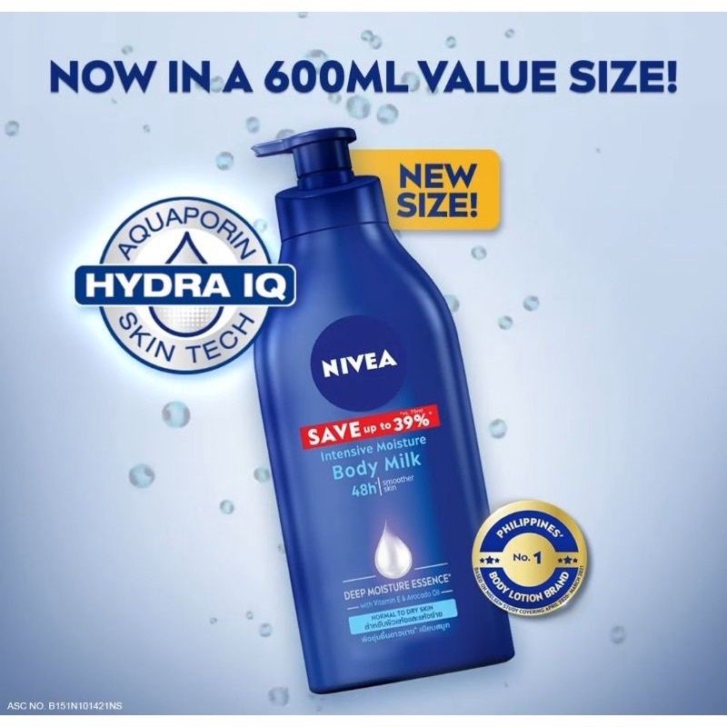 NIVEA Intensive Moisture Body Milk 48H Smoother Skin 600ML | Shopee ...