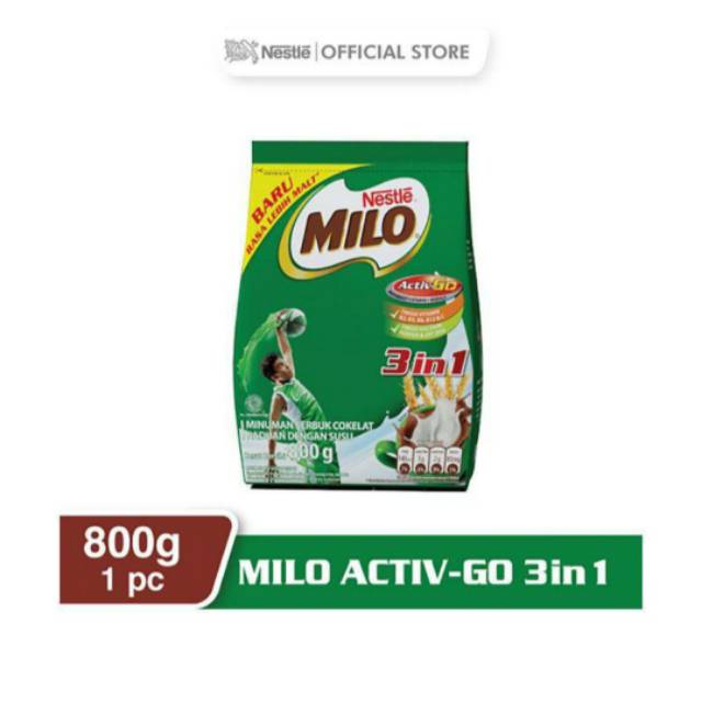 Milo ACTIV-GO 3 IN 1 CHOCOLATE POWDER DRINK WITH MILK 800G | Shopee ...
