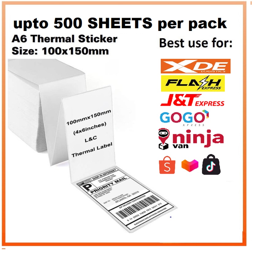 Waybill Sticker Thermal Sticker Paper A6 100mm*150mm Fold Label Paper ...