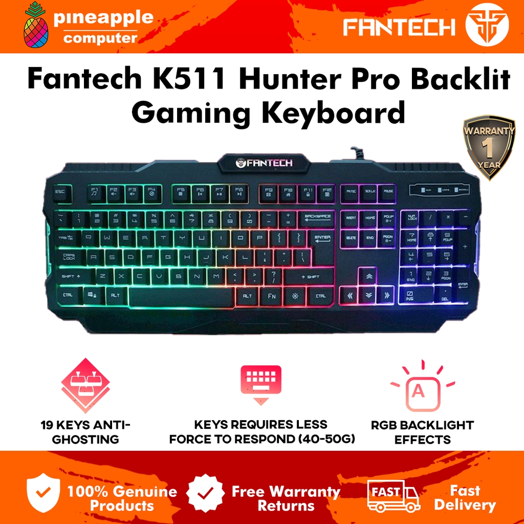 Fantech Hunter Pro K511 Rainbow Backlit Pro Gaming Keyboard | Shopee Philippines