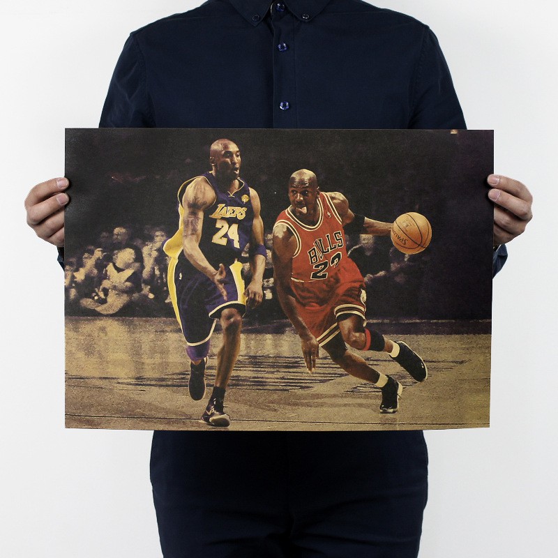 NBA star poster Kobe Bryant basketball retro kraft paper poster ...
