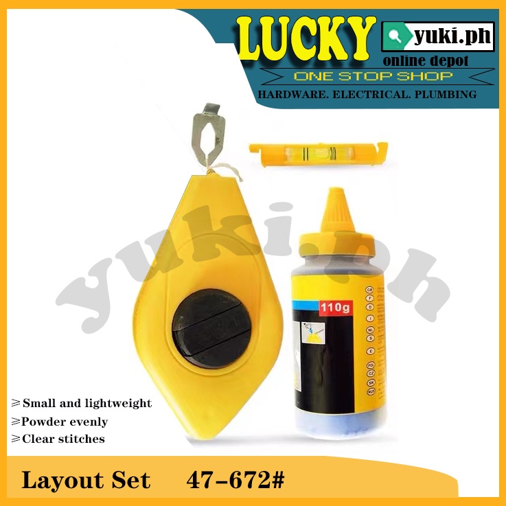 47-672 POWDER LAYOUT MARKER WITH MINI LEVEL BAR / PITIK LAYOUT SET ...