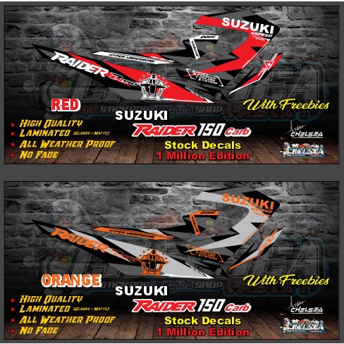 Suzuki Raider 150 Carb 1 Million Edition Stock Decals / Stickers With ...
