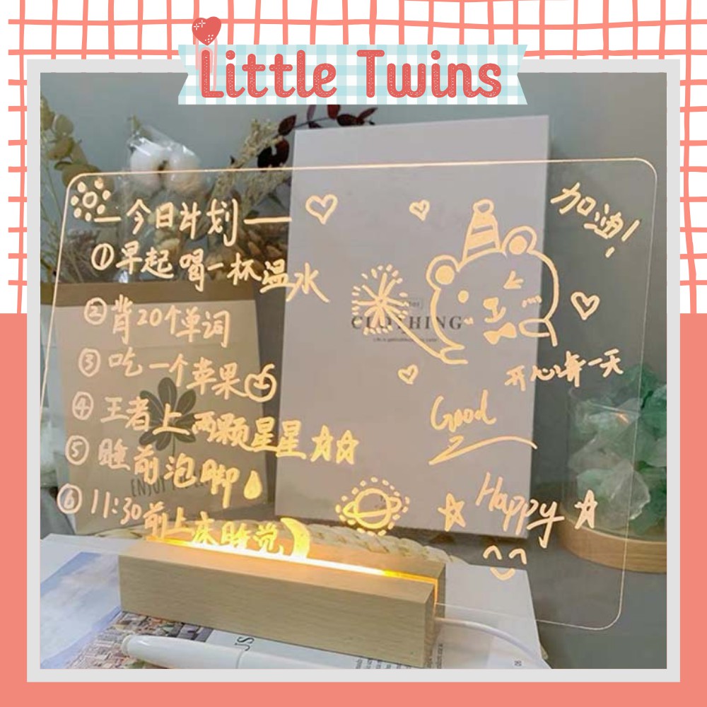 Transparent acrylic note board with led light, study corner decor board ...