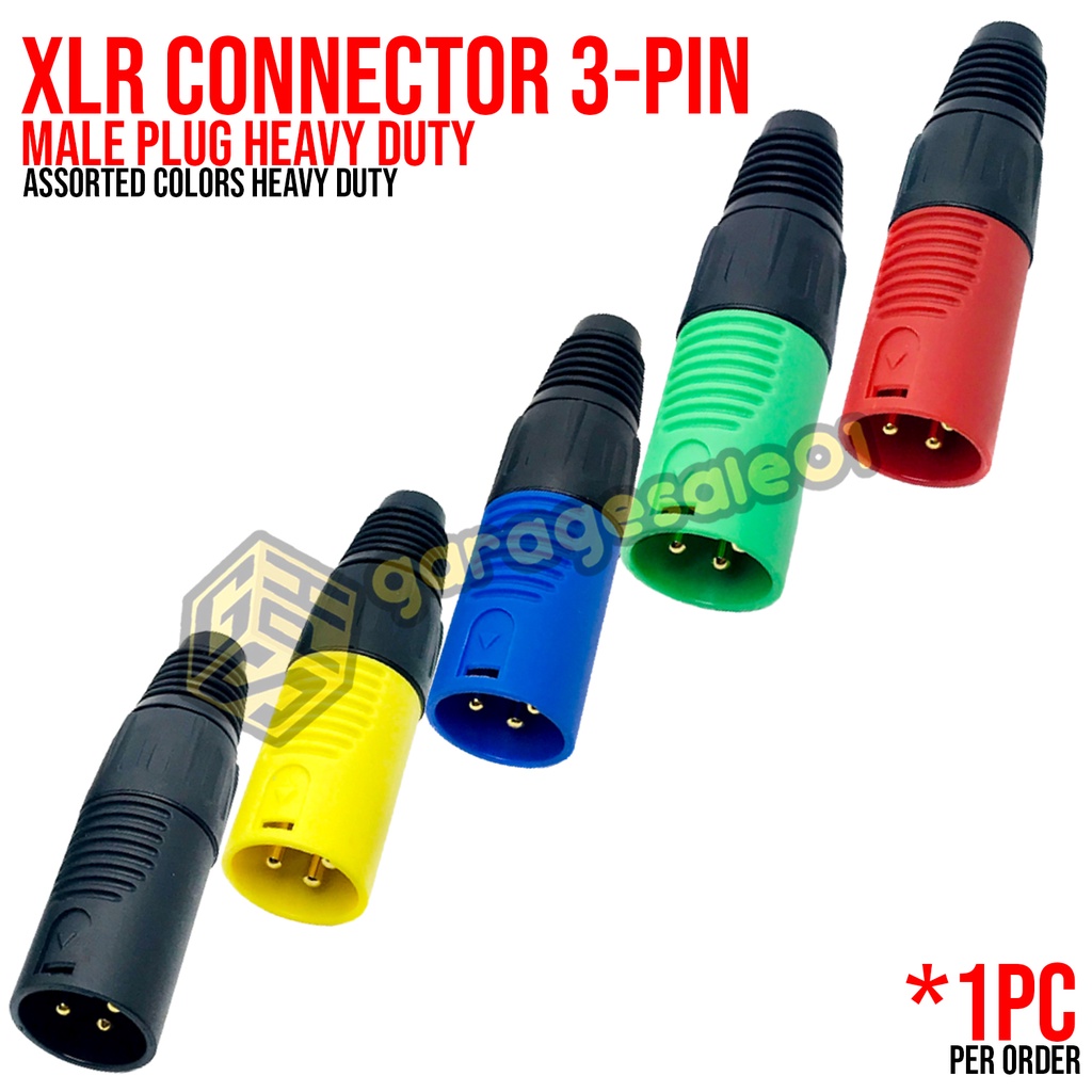 High Quality XLR 3 Pin Male Plug Connectors Assorted Colors Heavy Duty ...