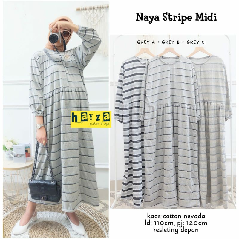 Naya Stripe MIDI by hayza | Shopee Philippines