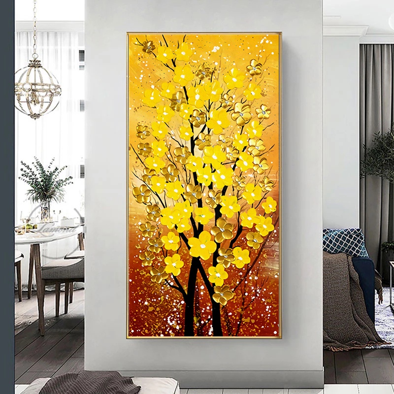 Wallpaper Adhesiv Wall Decor Modern Luxury Yellow Plum Bossom Oil ...