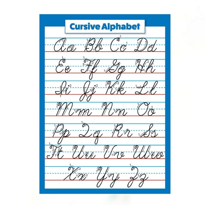 Laminated Cursive and Manuscript Alphabet Charts for Kids, Learners and ...
