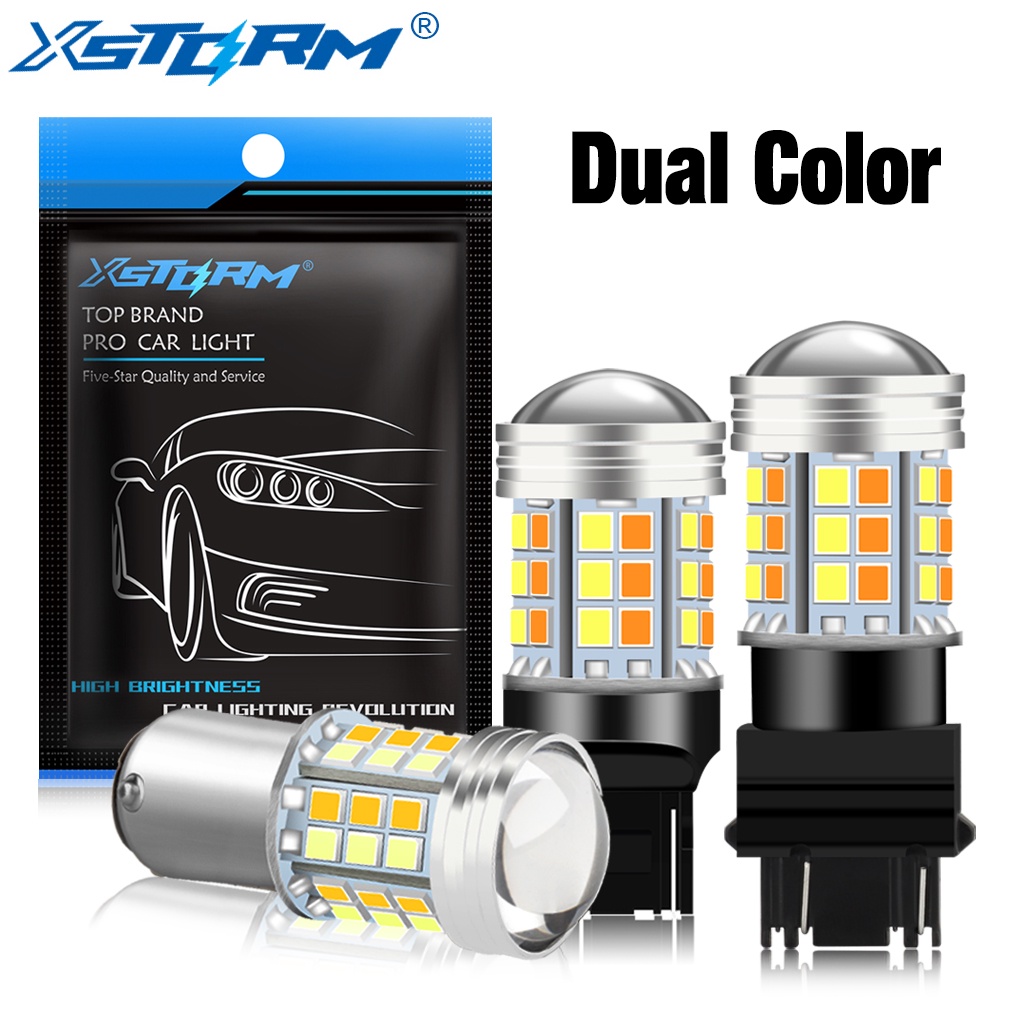 Xstorm 1pc Dual Color T20 LED 7443 W21/5w Bulb 1157 Bay15d P21/5w T25 3157 P27/7w Car Drl Turn ...