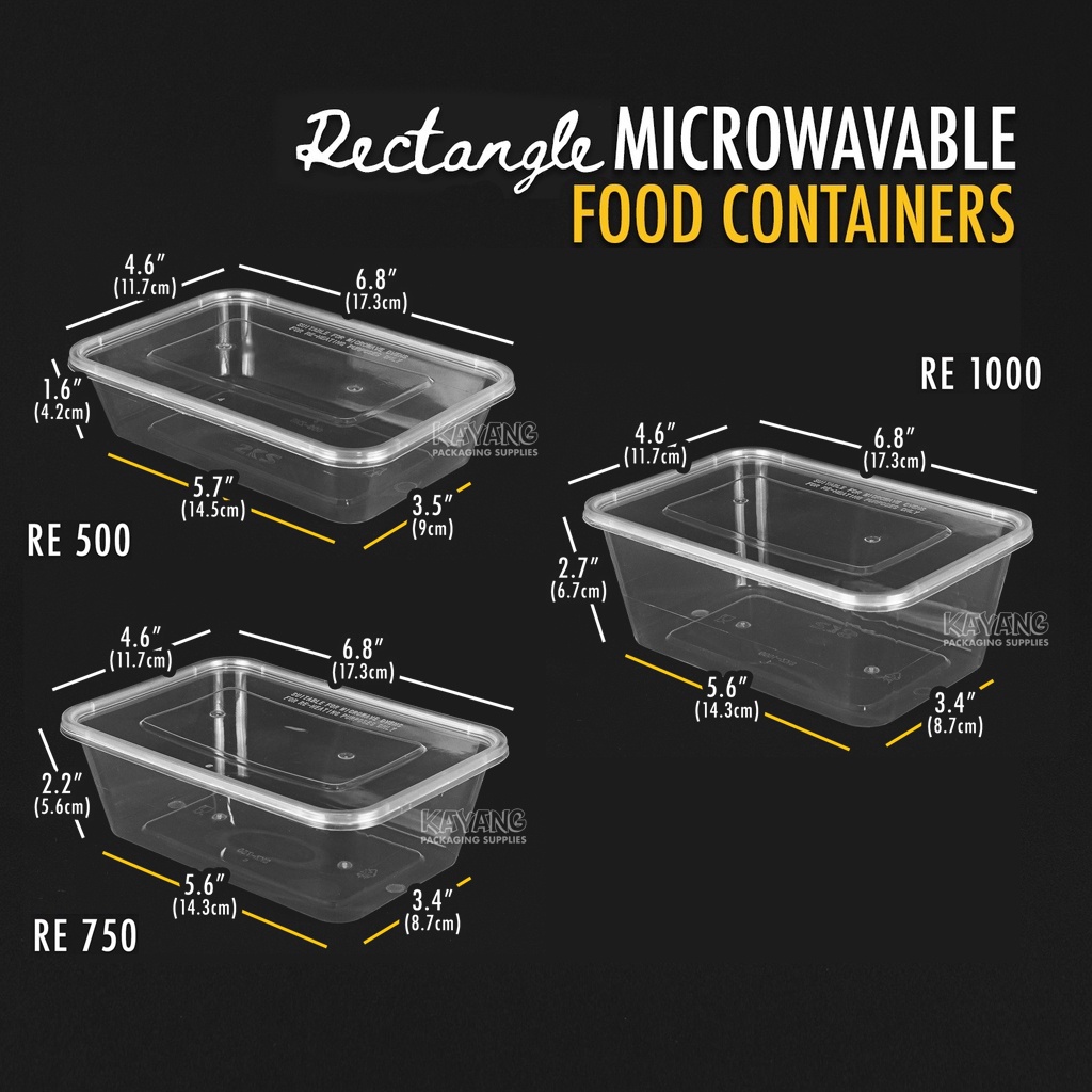 [10pcs] Rectangle Microwavable Food Container / Plastic tub (500ml ...