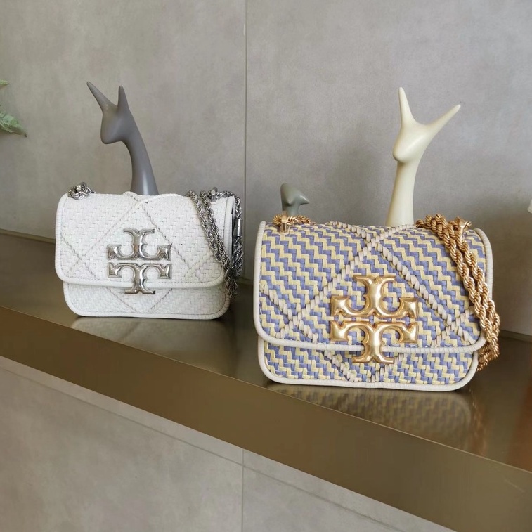 Tory Burch 2022 Eleanor Series Two Colors Braided Leather Chain Bag ...
