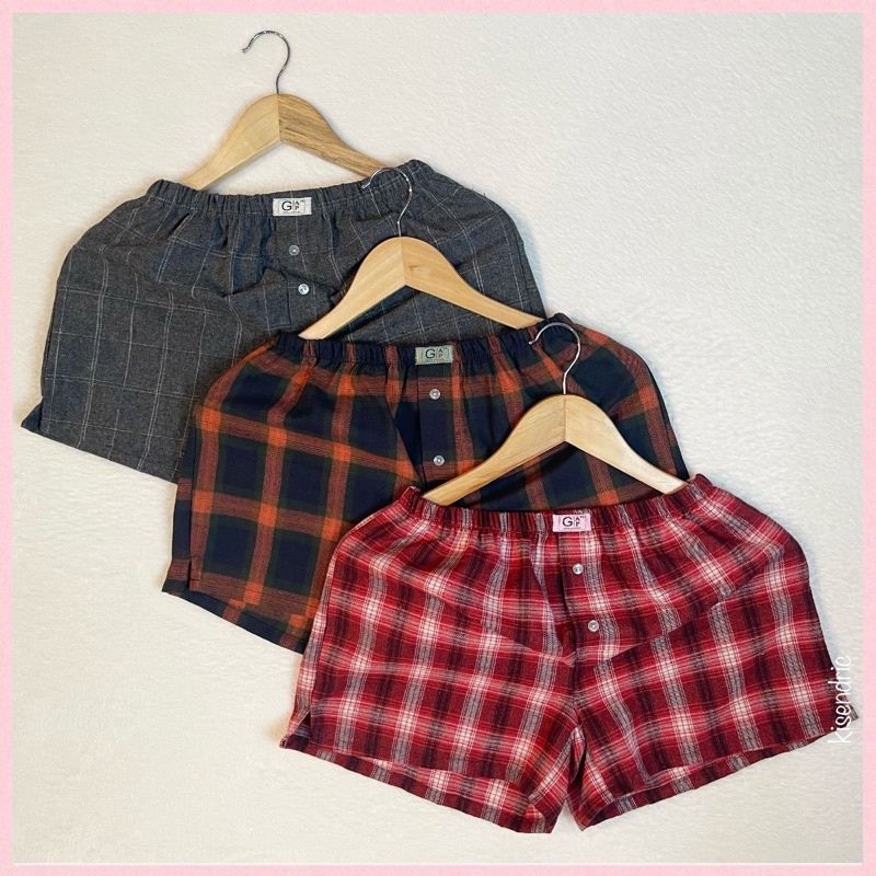 Checkered / Plaid / Mixed Prints Vented-Hem Boxer Shorts | Sleepwear ...