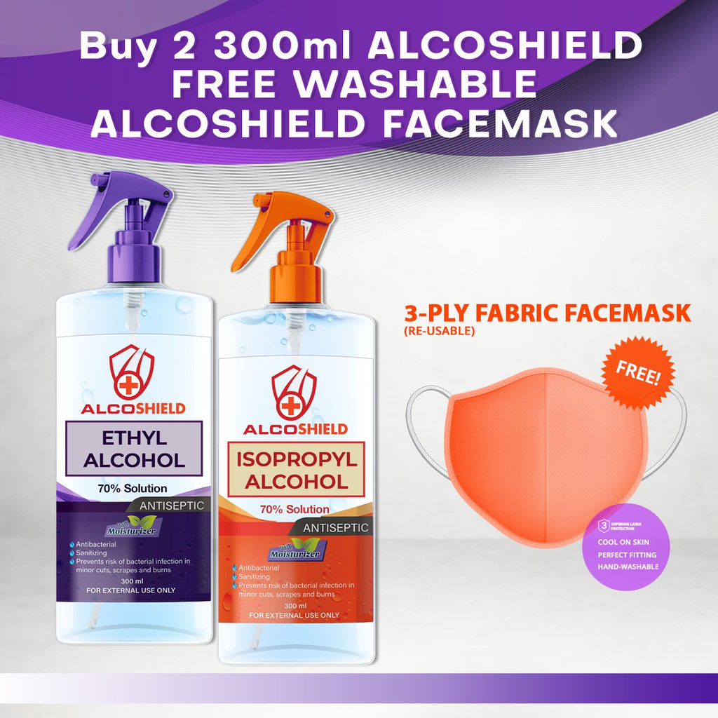 Alcoshield 70% Isopropyl & Ethyl Alcohol (Spray) 300mL FREE Alcoshield ...