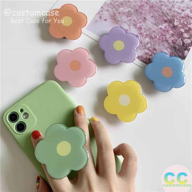 INS Macaron Candy Color Fresh Flower Ring Holder Foldable Phone Finger Phone Bracket Stand ...