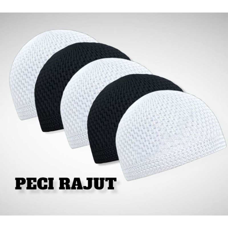 PUTIH HITAM Black And White Hajj Cap Knitted Cap/ By Umrah/SOUVENIR ...