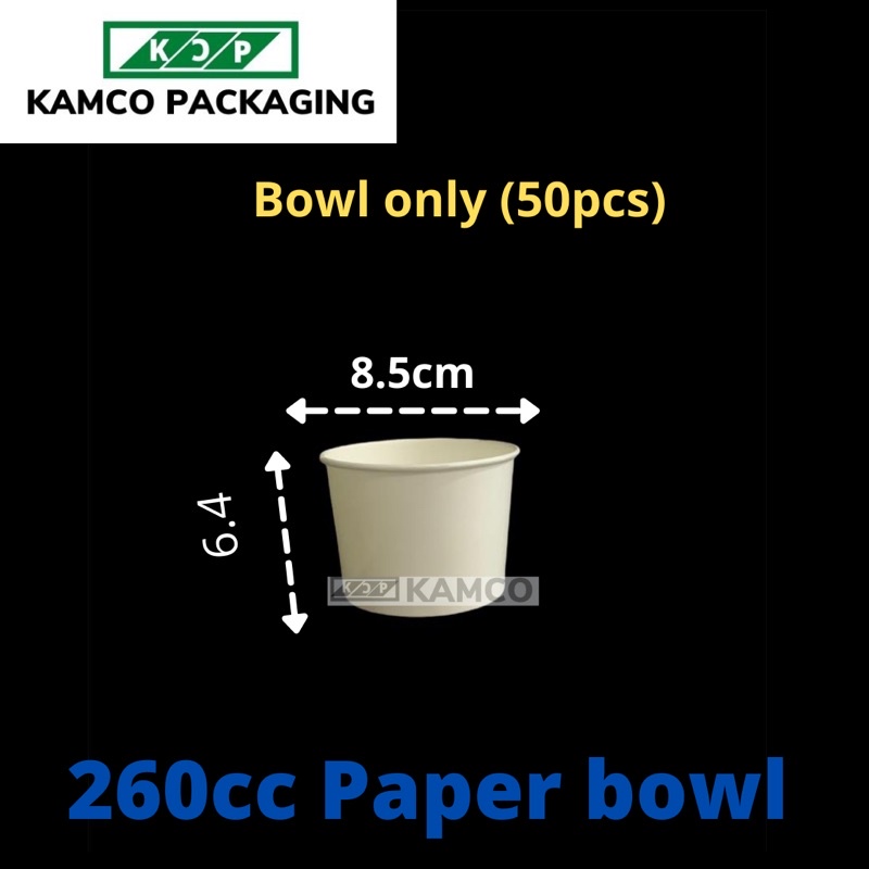 Paper bowl 520cc low, 520cc high, 390cc, 260cc - (50's) | Shopee ...