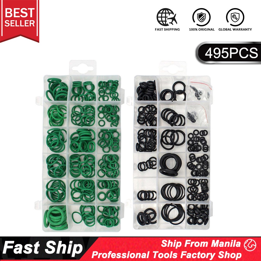 495PCS 36 Sizes O-ring Kit Black&Green Metric O ring Seals Rubber O ...