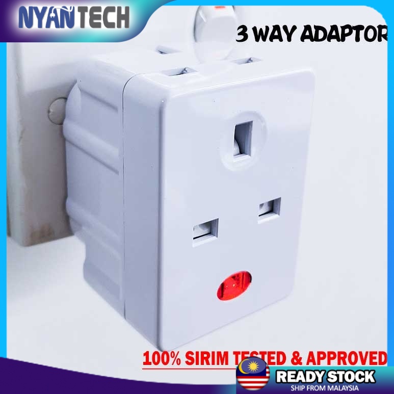 SUM 3 Way Adaptor with Neon Indicator Plug Extension Socket (Sirim ...