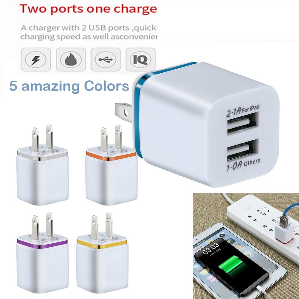 Universal Double 2 Port Plug Dual USB Power Adapter Charger Adaptor ...