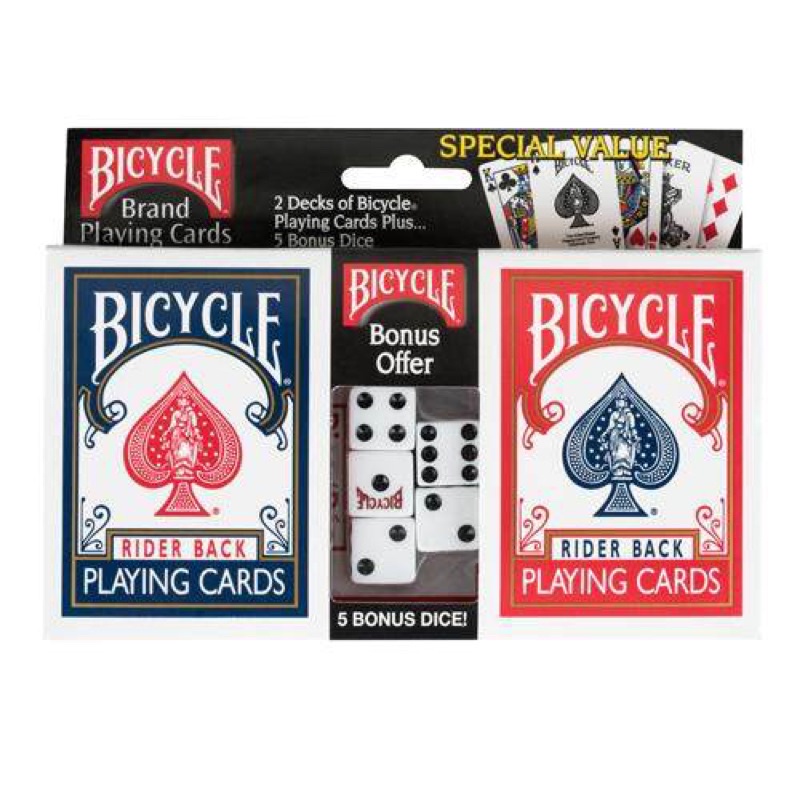 Bicycle Special Value 2 Deck Rider Back Playing Cards with Bonus 5 Dice ...