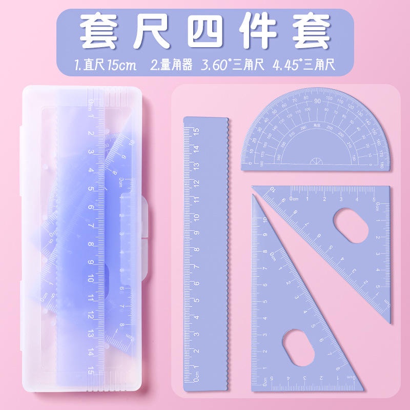 Jelly Color Ruler Set Transparent Plastic Ruler Triangle Board ...