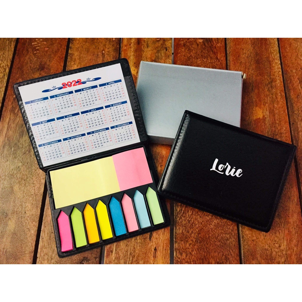 Personalized Sticky Note with Leather Cover and 2022 Calendar (Square ...